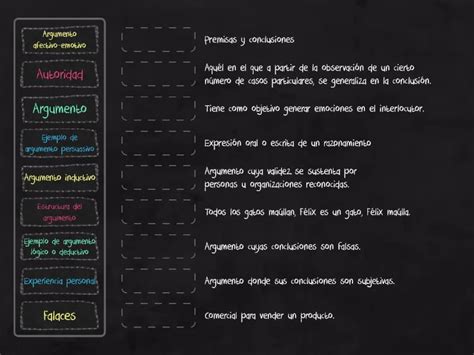 Tipos De Argumentos Match Up Tipos De Argumentos Match Up
