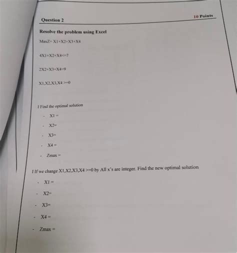 Solved Resolve The Problem Using Excel Chegg Com