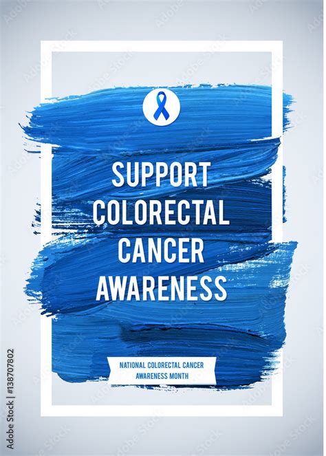 Clorectal Cancer Awareness Creative Grey And Blue Poster Brush Stroke