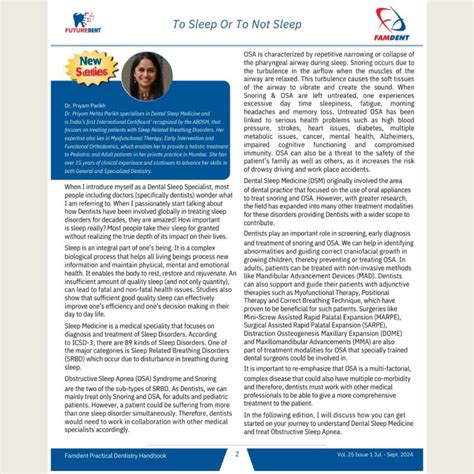 I Am So Thrilled To Share My First Article On The Scope Of Dentistry In Managing Snoring And Osa