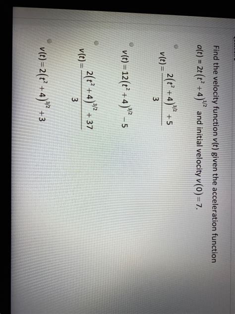 Solved Find The Velocity Function V T Given The Chegg
