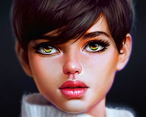 판타지 소녀 녹색 눈 검정색 배경 배경 화면 1280x1024 배경 화면 다운로드