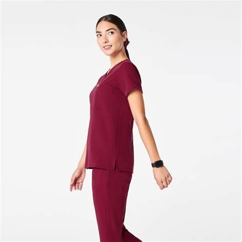 Womens Catarina One Pocket Scrub Top™ Deep Cranberry · Figs
