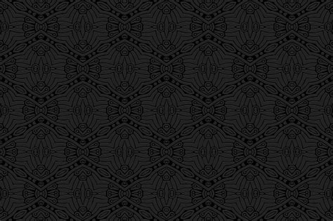 3d 체적 볼록엠보싱 기하학적 블랙 배경 아름답고 독특한 낙서 기술 수제 요소와 민족 동양 아시아 인도 패턴 0명에 대한 스톡 벡터 아트 및 기타 이미지 Istock