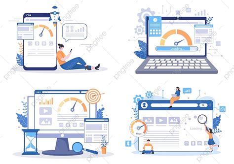 Website Loading Speed Optimization With Server Digital Speedometer Illustration Png And