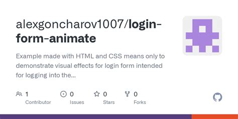 Github Alexgoncharov Login Form Animate Example Made With Html And Css Means Only To