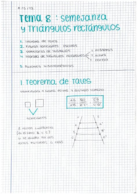 Teorema De Tales Y Semejanza De Triángulos Ejercicios Y Ejemplos