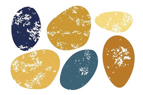 질감이 있는 해변 자갈 모양 세트 손으로 다양한 모양을 그린 벡터의 최신 그림입니다 벽 장식 잡지 전단지 광고판 인쇄용 다른 모양과 색상과 텍스처 세트 벡터에 대한 스톡