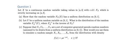 Solved Question 1 Let X Be A Continuous Random Variable Chegg