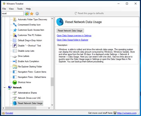 Reset Network Data Usage In Windows 10