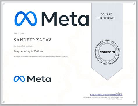 Completed Programming In Python Course By Meta Sandeep Yadav Posted On The Topic Linkedin