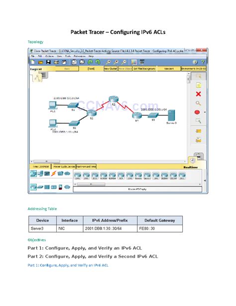 4134 Packet Tracer Configuring Ipv6 Acls Answers Packet Tracer Configuring Ipv6 Acls