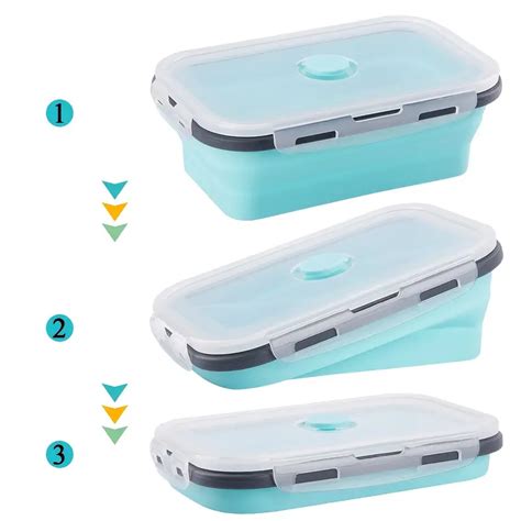 2pcs 800ml 1200ml 실리콘 접을 수있는 도시락 학교 직장 피크닉 캠핑을위한 접이식 식품 보관 용기 오늘의