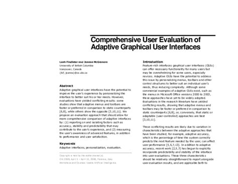 pdf comprehensive user evaluation of adaptive graphical user interfaces j mcgrenere