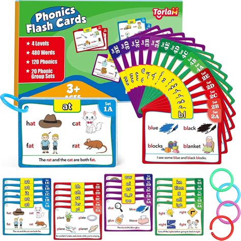 Torlam Phonics Flash Cards Learn To Read Spelling Reading