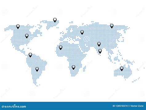 Map With Dot And Location Markers Vector Illustration Cartoondealer