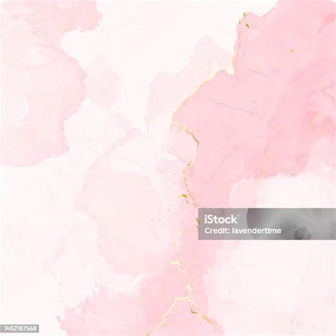 블러쉬 핑크 수채화 유체 페인팅 벡터 디자인 카드 먼지가 많은 장미와 황금 대리석 지오드 프레임 배경 주제에 대한 스톡 벡터