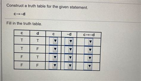 Solved Construct A Truth Table For The Given Statement Cd Chegg Com
