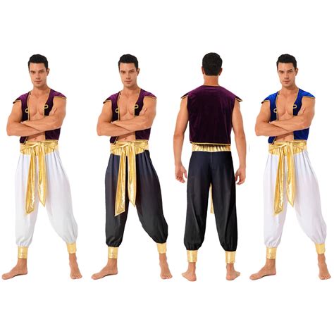Men Arabian Prince Role Play Costume Halloween Fancy Dress Ball Outfits