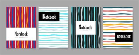 Premium Vector Set Of Four Covers With Seamless Colorful Striped Background Vector