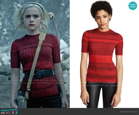 Wornontv Sabrinas Red Striped Short Sleeve Sweater On Chilling