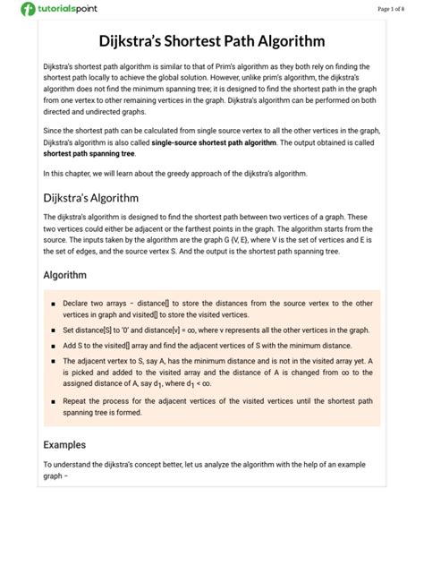 Dijkstras Shortest Path Algorithm Pdf Vertex Graph Theory Applied Mathematics