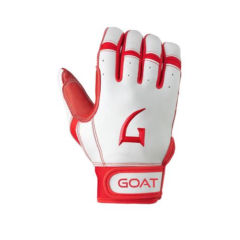 Goat Red And White Batting Gloves Short Cuff Goathletic