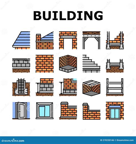Building House Structure Icons Set Vector Stock Vector Illustration