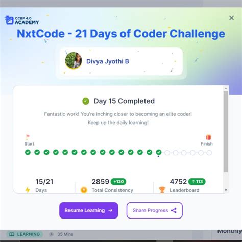 Divya Jyothi B On Linkedin Nxtcodechallenge 1hourofcoding Day15 Nxtwave Ccbp Consisteny