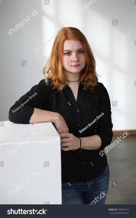 Photo Very Attractive Redhead Wearing Black Stock Photo Shutterstock