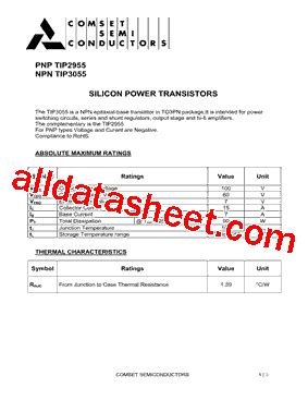 TIP Datasheet PDF Comset Semiconductor