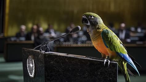Parrot Translator Speaks At United Nations Meeting Global Assembly