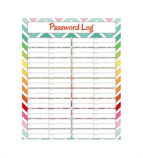 Password Log Templates 9 Free Printable Word Excel And Pdf Formats
