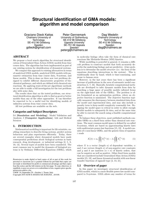 Pdf Structural Identification Of Gma Models Algorithm And Model