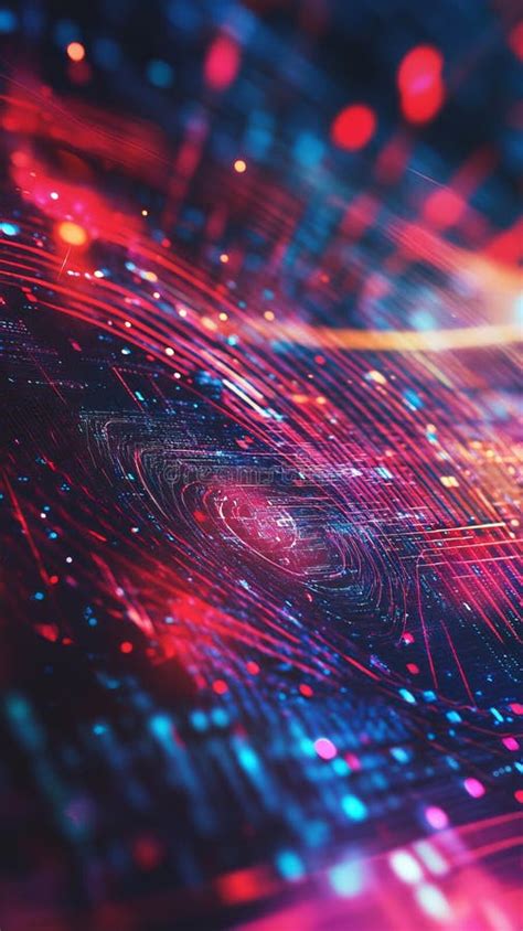 Vibrant Digital Vortex Of Dynamic Neon Lights In A Futuristic Abstract Technology Scene Stock