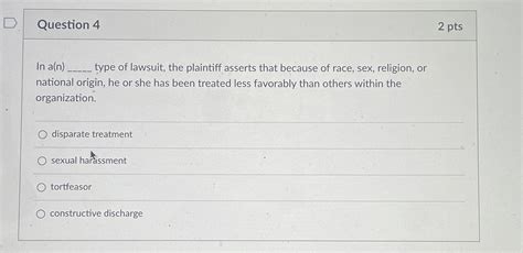 Solved Question 42 ﻿ptsin An ﻿type Of Lawsuit The