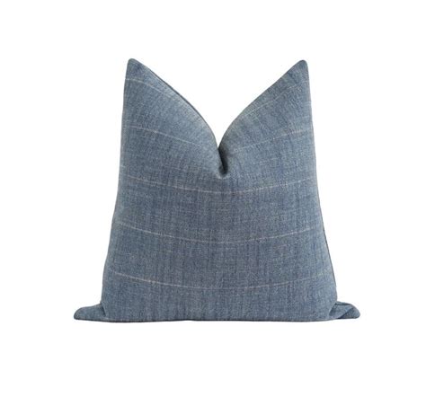 Denim Stripe Woven Pillow Cover Denim Blue Cream Stripe Etsy Woven