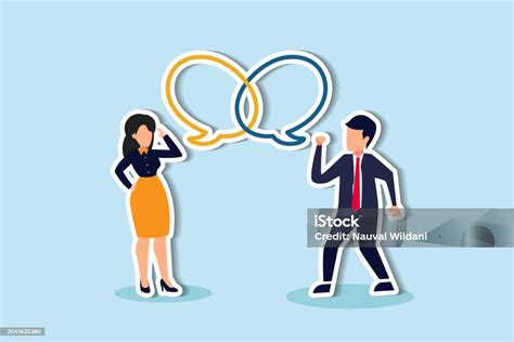 고객 참여는 브랜드와의 정서적 유대를 촉진하고 충성도 신뢰 및 깊은 관계 개념을 육성하며 사업가는 고객과의 브랜드 대화를 연결된 말풍선으로 표현합니다 개발에 대한 스톡 벡터