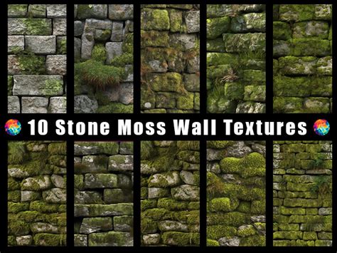 Artstation 10 Tileable Seamless Stone Wall With Moss Textures