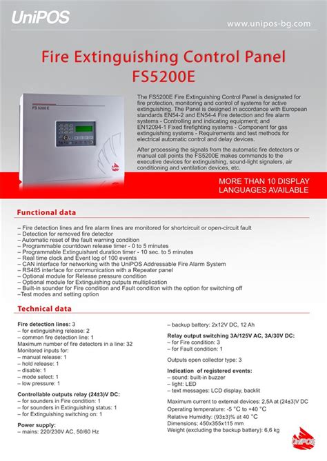 Fire Extinguishing Control Panel Unipos Hosein Group For Fire Fighting Equipments