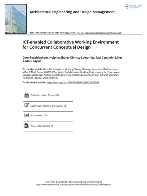 Ict Enabled Collaborative Working Environment For Concurrent Conceptual Design Pdf World