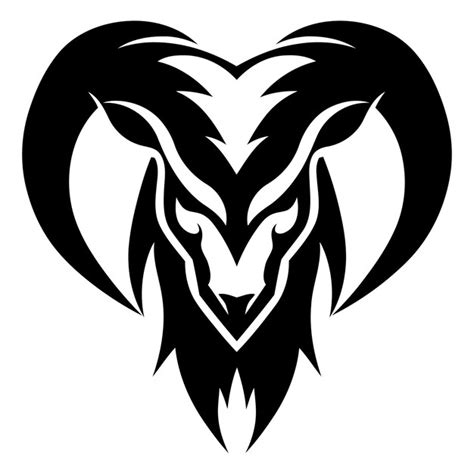 A Bold And Graphic Design Of A Rams Head With Horns Forming A Heart