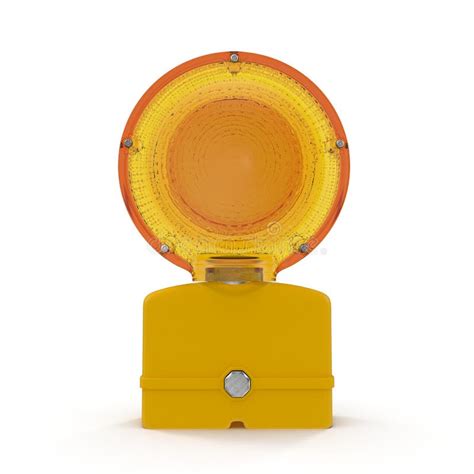 Warning Light In Yellow Construction Site Is Protected By Fence With Flashing Beacon Lights For