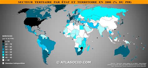 Carte Du Monde Secteur Tertiaire En Du PIB Atlasocio 27144 Hot Sex