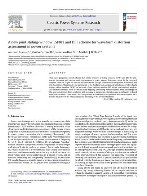 Pdf A New Joint Sliding Window Esprit And Dft Scheme For Waveform