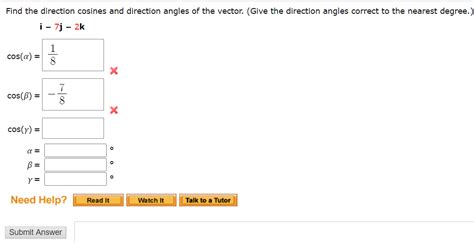 Solved Find The Direction Cosines And Direction Angles Of Chegg Com