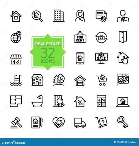 Outline Web Icon Set Real Estate Stock Vector Illustration Of Estate Icon 51653588
