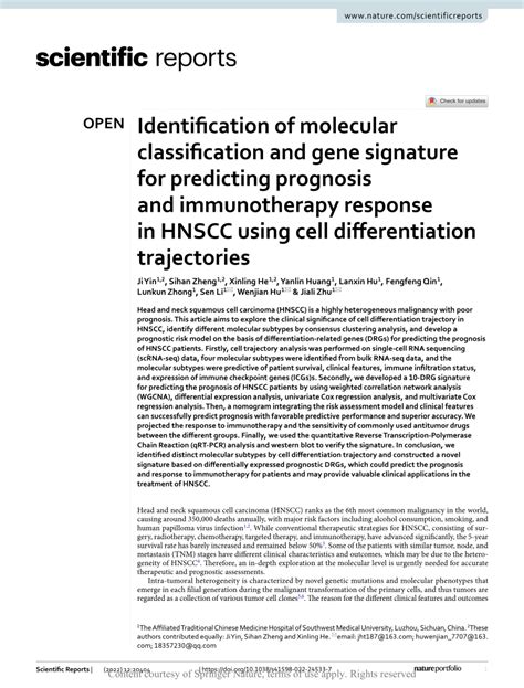 Pdf Identification Of Molecular Classification And Gene Signature For