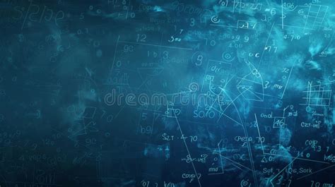 Abstract Math Equations On A Blue Gradient Background For Stem And Science Concepts Stock