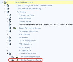SAP MM Define Document Types For Purchase Requisition
